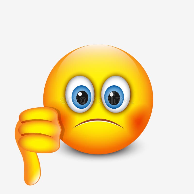 Netter Emoticon Mit Dem Daumen Unten, Emoji - Vector Illustration ...