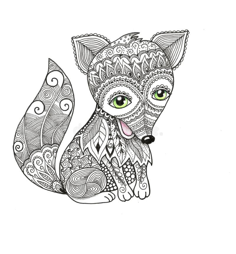 Netter Fox in Zentangle Art Stock Abbildung - Illustration von ...
