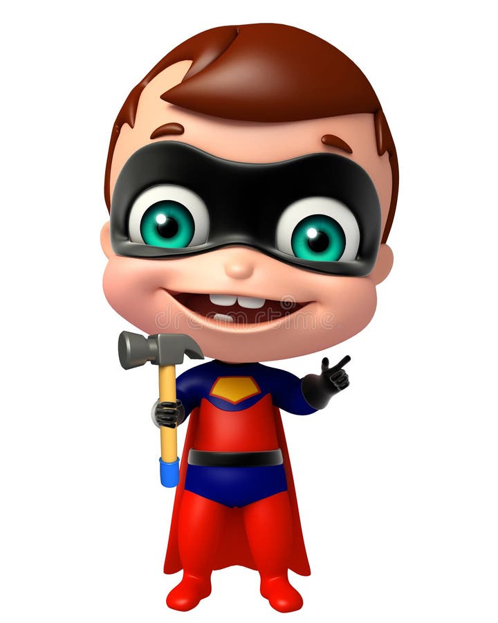 Superheld mit Hammer stock abbildung. Illustration von kostüm - 77495646