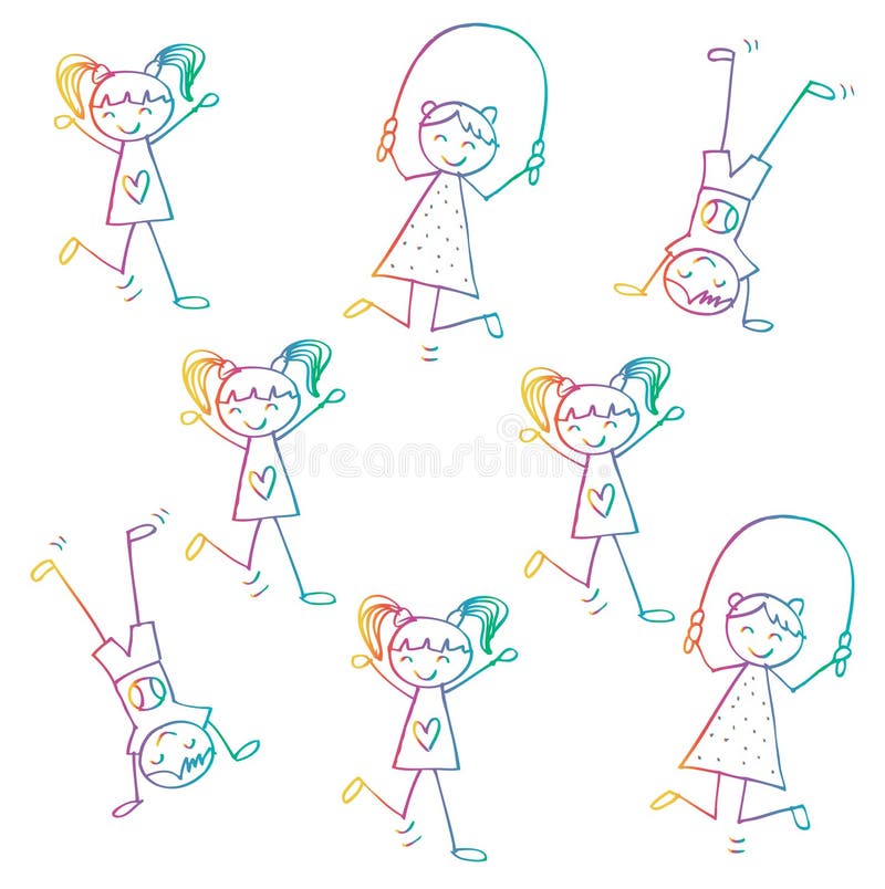 Nettes Kindspielen vektor abbildung. Illustration von springen - 93275287