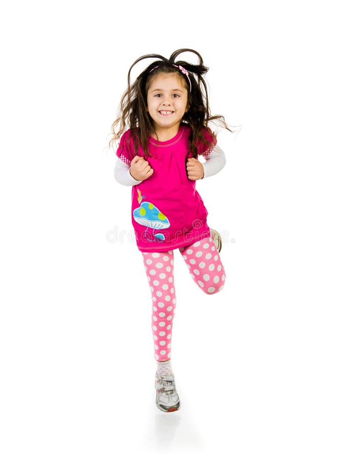 Nettes Kleines Mädchen Springen. Stockbild - Bild von spiel, kind: 21925779