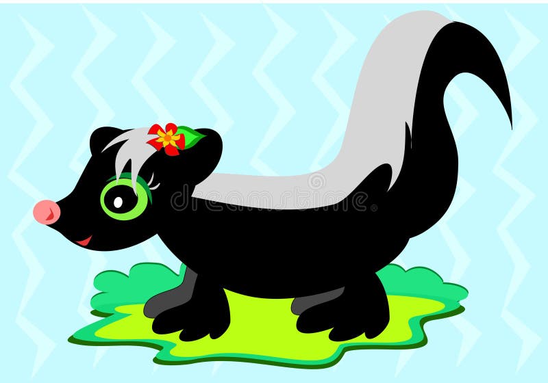 Nettes Stinktier mit Blume vektor abbildung. Illustration von stinktier ...