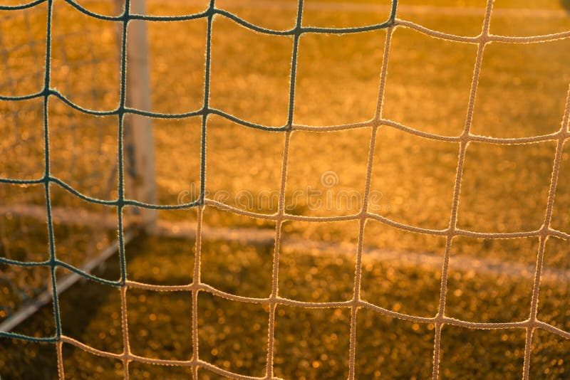 Netting on a Football Goal in the Sunset Light Stock Photo - Image of ...