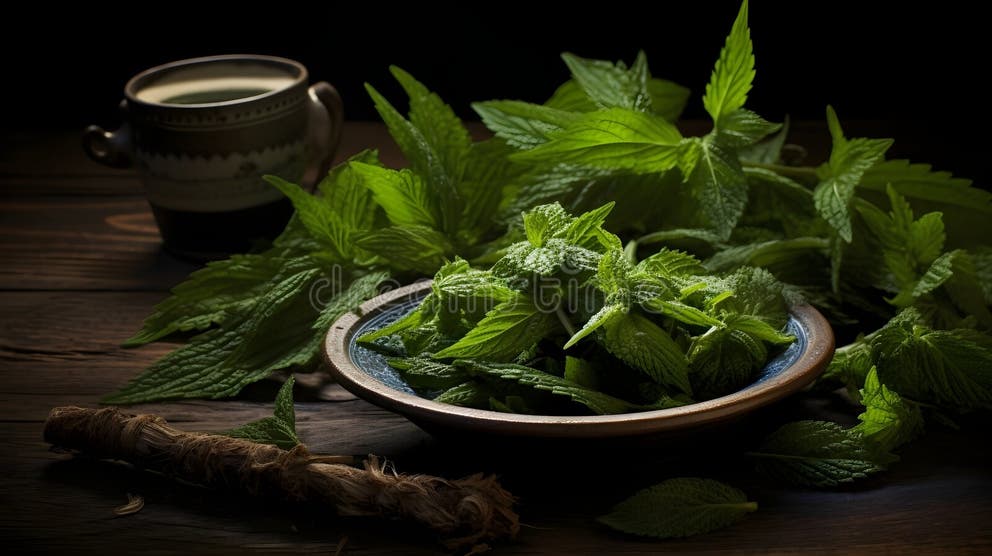 Nettle and Peppermint Herbal Infusion Stock Illustration - Illustration ...