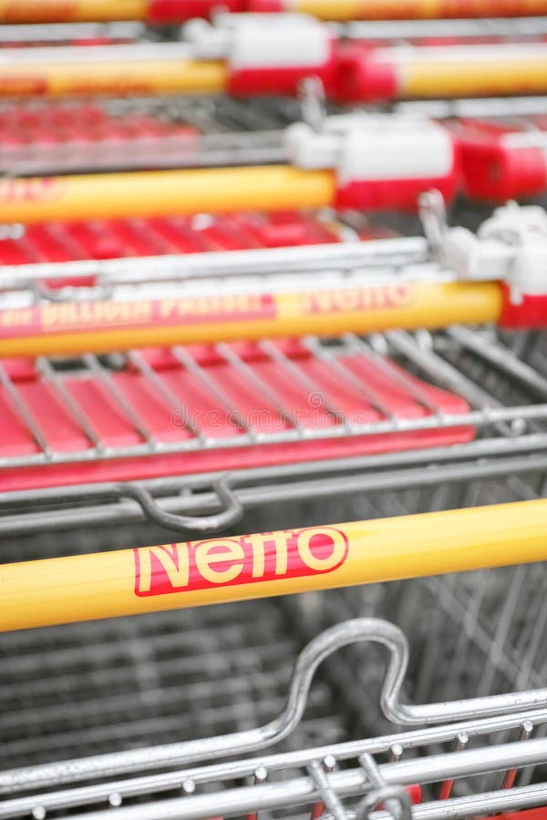 Netto shopping carts editorial photography. Image of discounter - 69585127