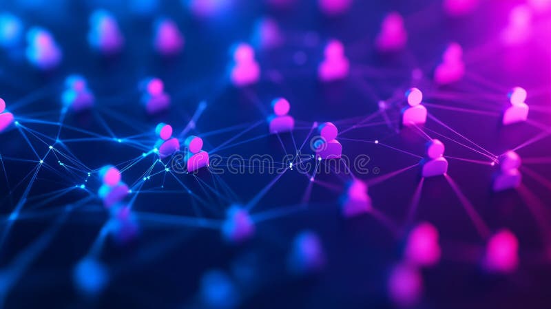 Network Abstract People Icons Connected Glowing Lines Blue Pink Stock ...