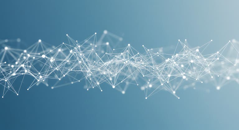 Network Abstract White Connections on Light Blue Gradient Background ...