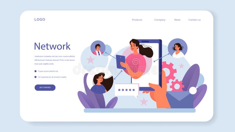 Network Activity Web Banner or Landing Page. Customer Attention Stock ...