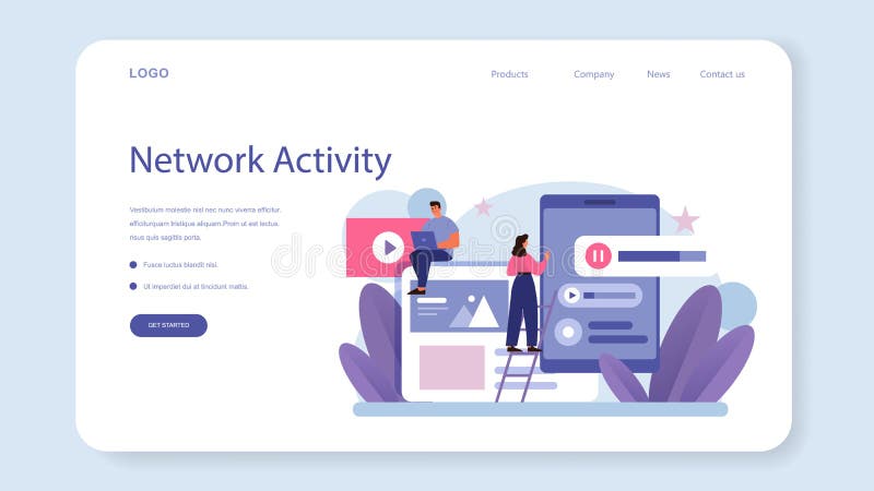 Network Activity Web Banner or Landing Page. Customer Attention Stock ...