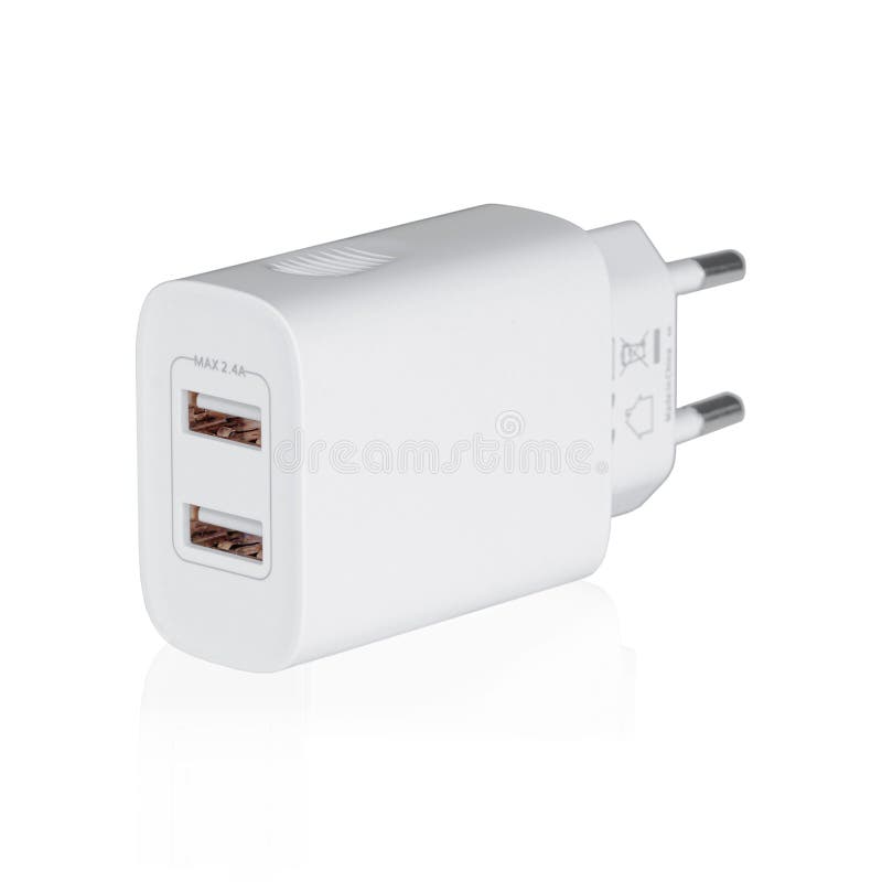 Network Adapter 220V USB Charging on a White Background Stock Image ...