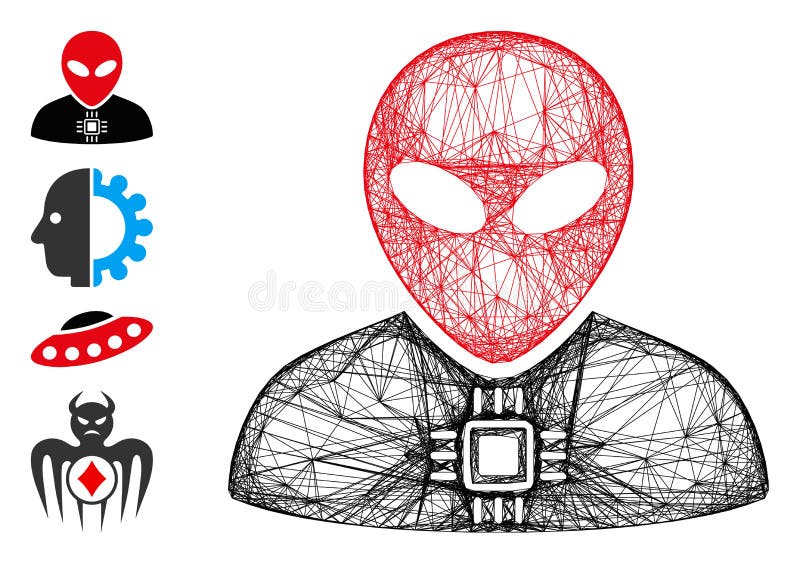 Network Alien Cyborg Vector Mesh Stock Vector - Illustration of linear ...