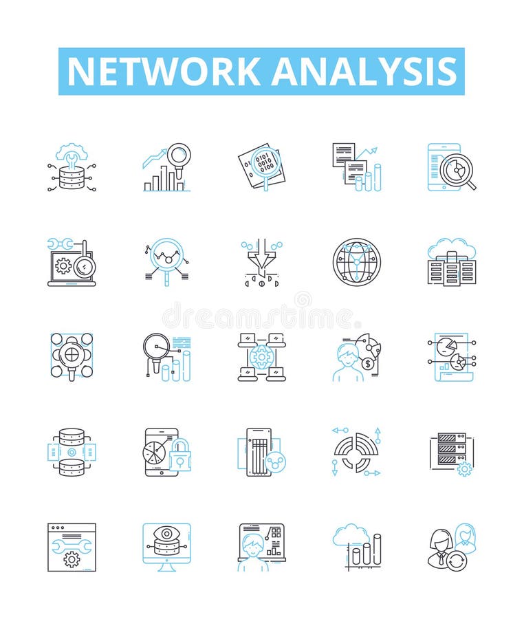 Network Analysis Vector Line Icons Set. Network, Analysis, Topology ...