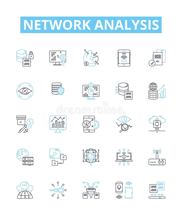 Network Analysis Vector Line Icons Set. Network, Analysis, Topology ...