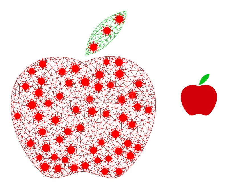 Polygonal Mesh Apple Pictogram with Covid Nodes Stock Illustration ...