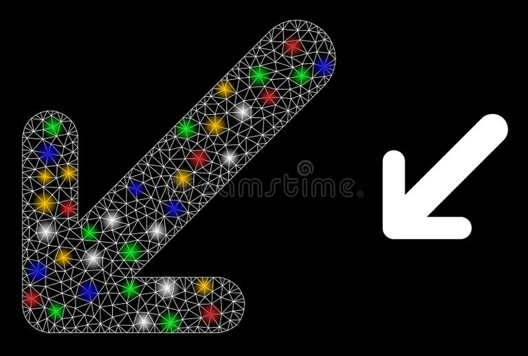Network Arrow Down Left Glare Icon with Colored Glare Spots Stock ...