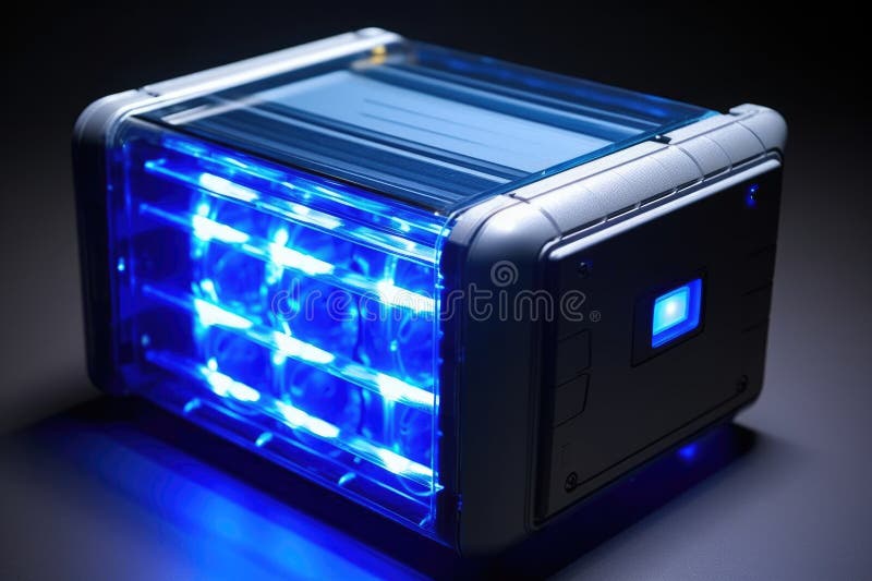 Network Attached Storage Device with Blue Status Lights Stock Image ...