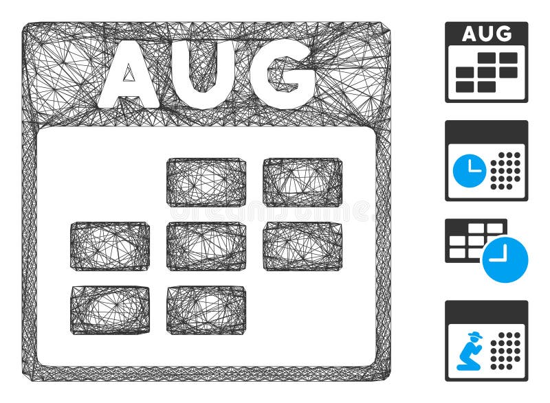 Network August Calendar Grid Vector Mesh Stock Vector - Illustration of ...