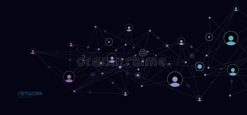 Network Background. Connections with Points, Lines, and People Icons ...