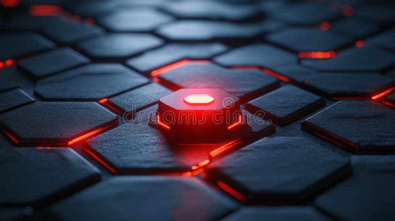 The Network of Black Hexagons that are Interconnected Has a Red Sphere ...