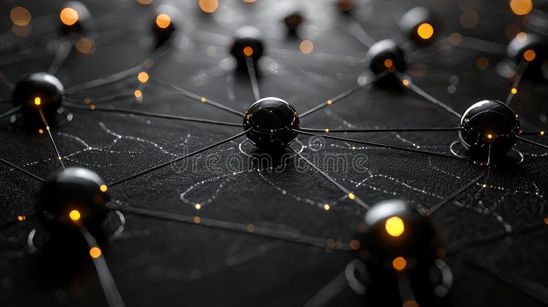 A Network of Black Spheres Joined by Lines Signifies Nodes and ...