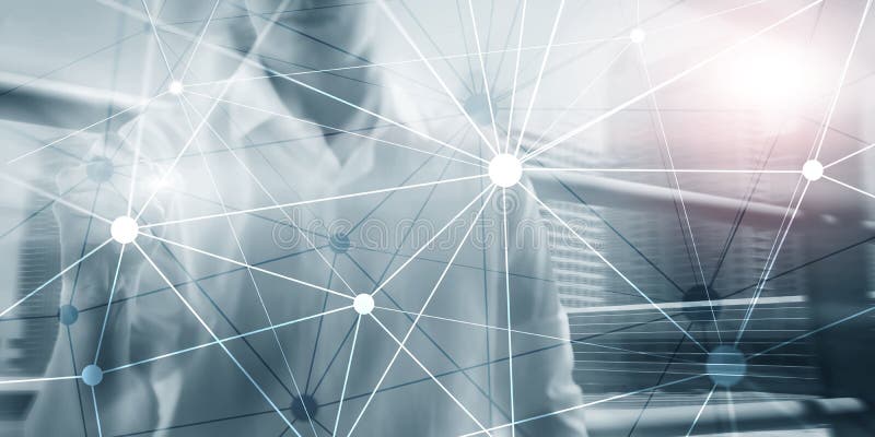 Network on Blue Background. Abstract Background. Stock Photo - Image of ...