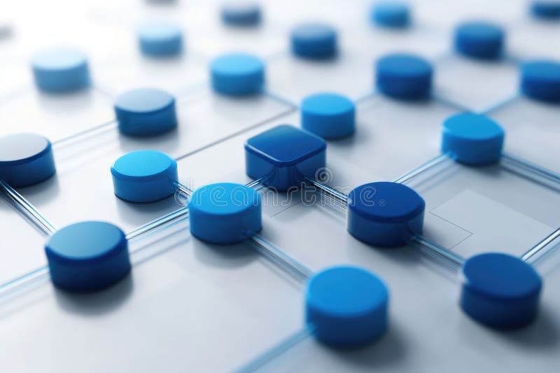 Blue Blocks Network Representing Data Structure or Connection in ...