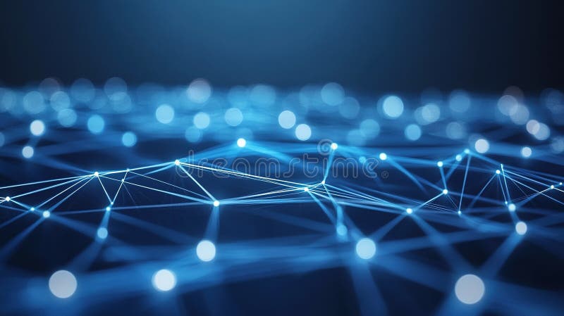 A Network of Blue Connections Illuminated Against a Dark Background ...