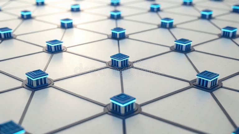 Network of Blue Cubes Illustrating the Complexity of a Virtual ...