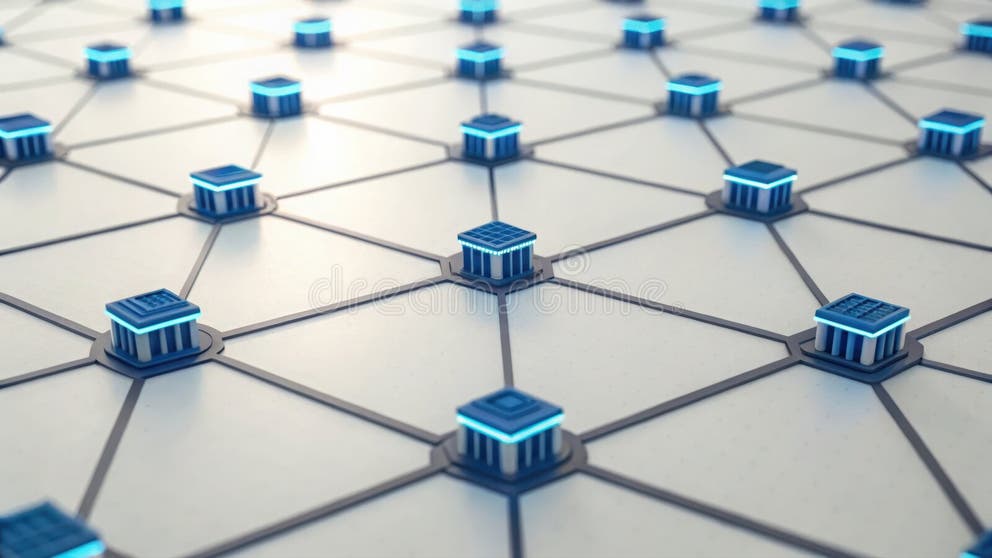 Network of Blue Cubes Illustrating the Complexity of a Virtual ...