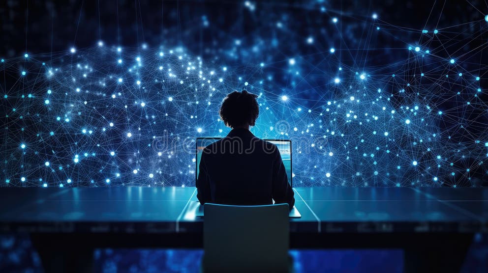 Network Blue Data Background Stock Illustration - Illustration of ...