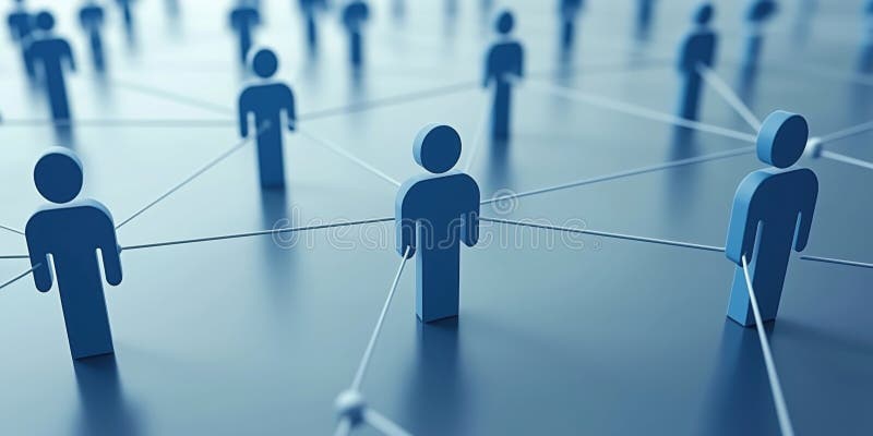 Network Blue Human Figures Connected Lines Representing Social ...