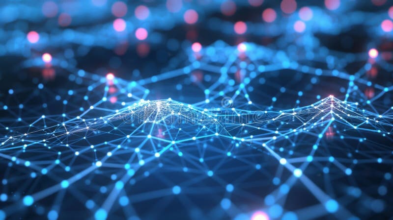 Network of Blue Nodes and Connections Stock Illustration - Illustration ...
