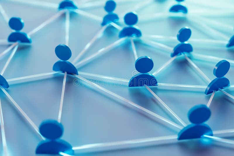 Network of Blue People. 3D Illustration. Teamwork Concept Stock ...