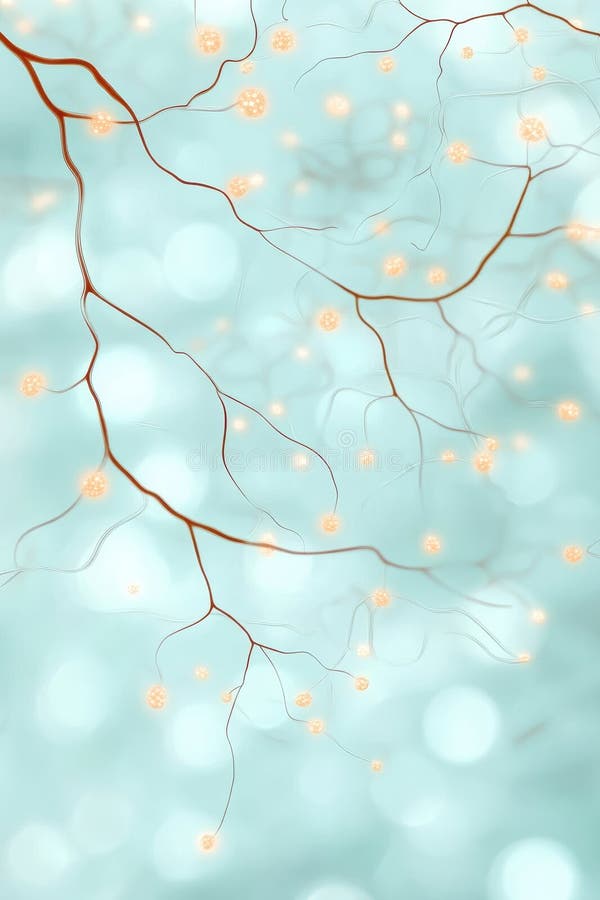 Network Branches Glow Light Blue Background. Connected System Transmits ...