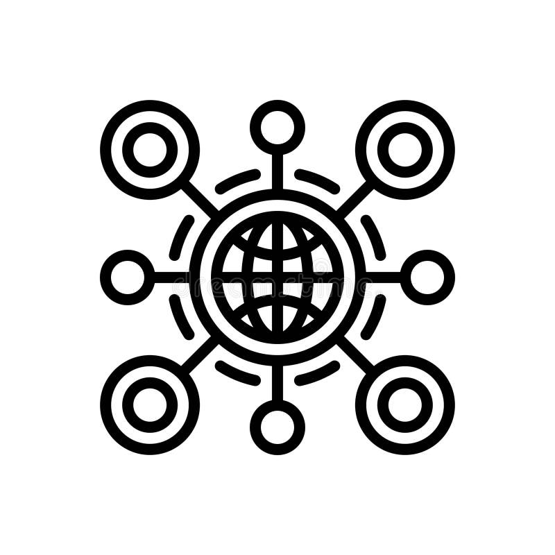 Black Line Icon for Network Building, Connection and Linked Stock ...
