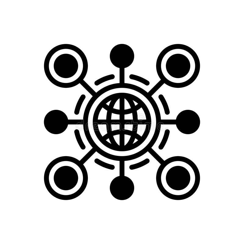 Black Solid Icon for Network Building, Connection and Conect Stock ...