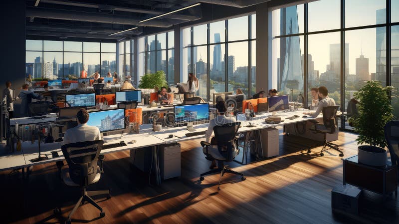 Network busy tech office stock illustration. Illustration of office ...