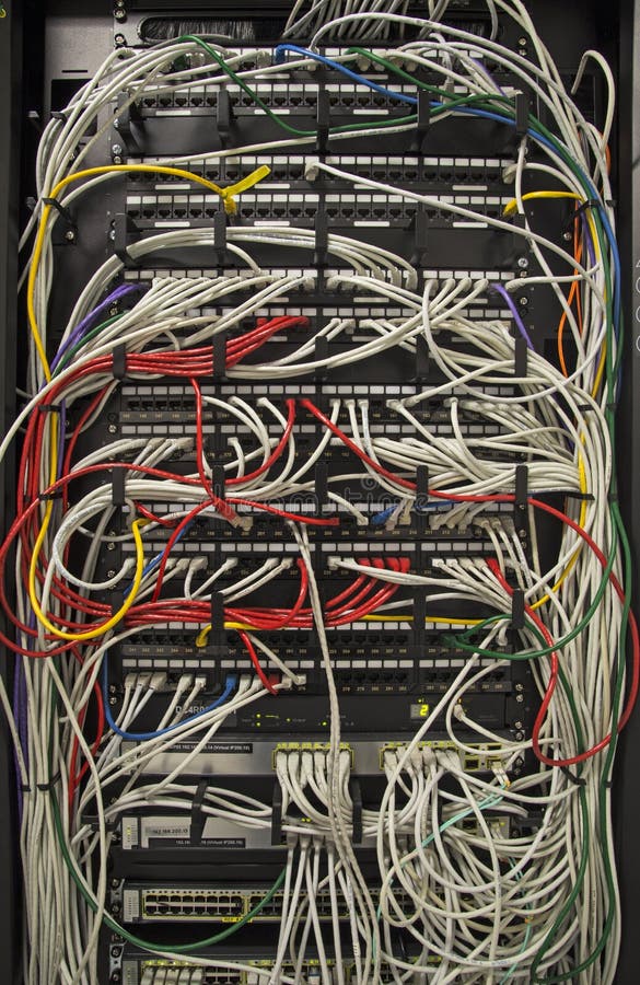 Server Room With Rack Mounted Routers Switches And Communication Stock ...
