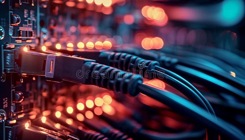 Network Cable Connected on Network Switches Ai Generative Stock ...