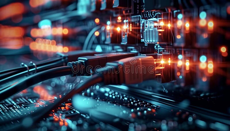 Network Cable Connected on Network Switches Ai Generative Stock ...