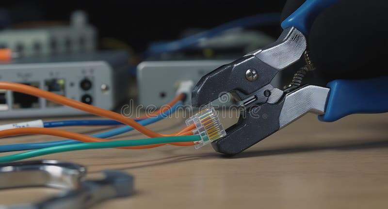 Network Cable Crimper Tool Using Modular Connector on Ethernet Cables ...