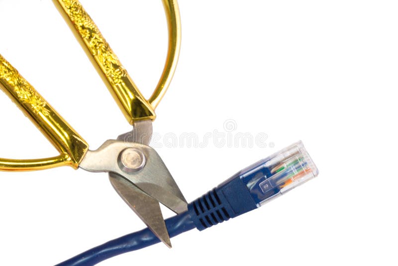 Network Cable Cut by Scissors Stock Photo - Image of scissors ...