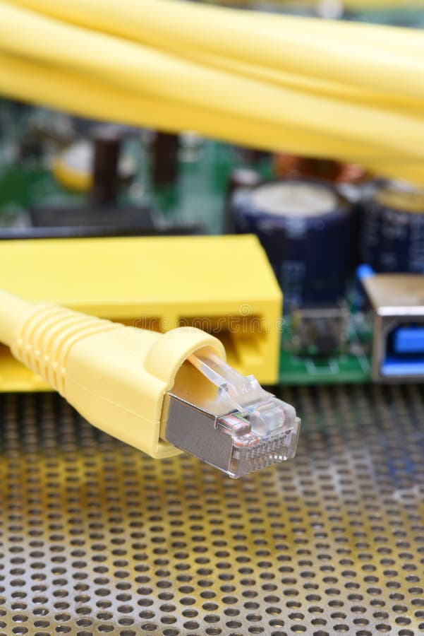 Network Cable with Electronics Router Stock Image - Image of data ...