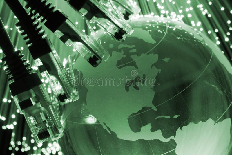 Globe with Fiber Optic Cable Stock Illustration - Illustration of ...