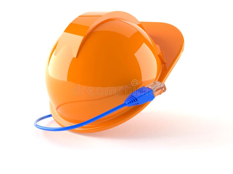 Network cable with hardhat stock illustration. Illustration of rj45 ...