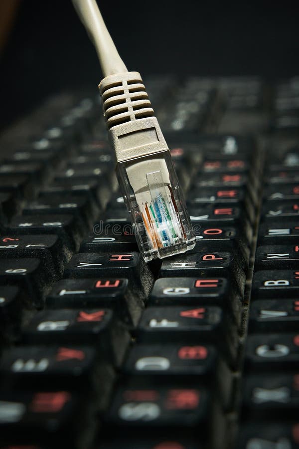 Network Cable on Keyboard, Internet, Worldwide Network. Stock Photo ...
