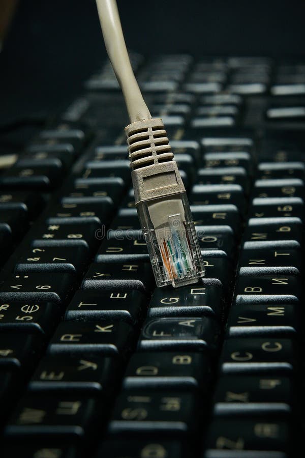Network Cable on Keyboard, Internet, Worldwide Network. Stock Image ...