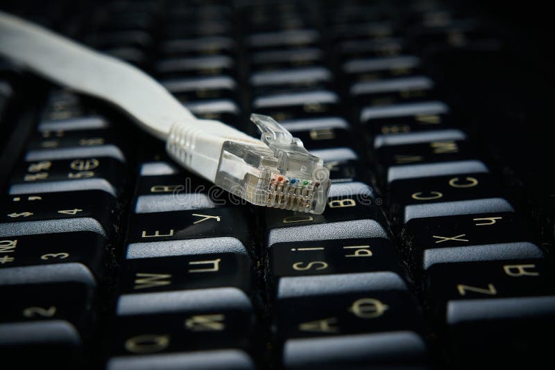 Network Cable on Keyboard, Internet, Worldwide Network. Stock Photo ...