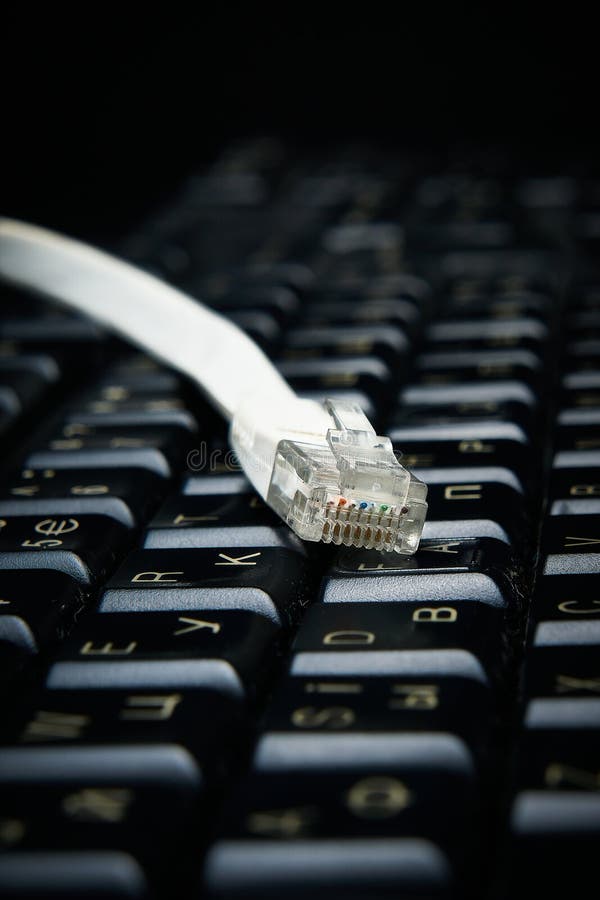 Network Cable on Keyboard, Internet, Worldwide Network. Stock Photo ...