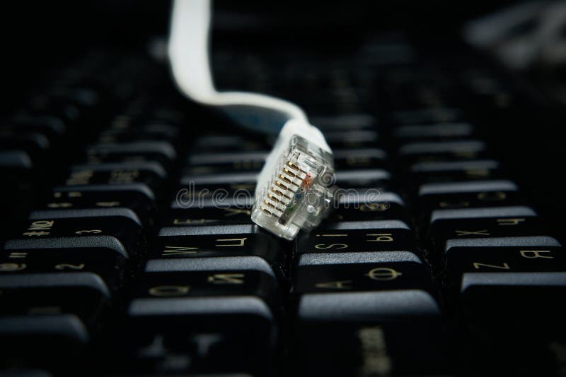 Network Cable on Keyboard, Internet, Worldwide Network. Stock Image ...